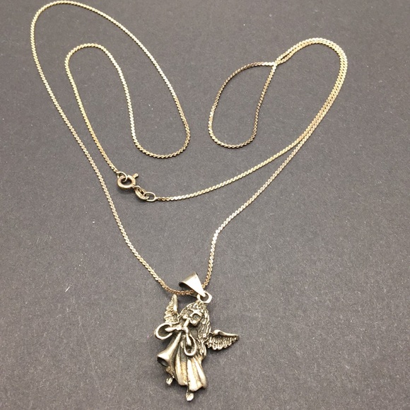 Vintage | Jewelry | Vintage Sterling Silver Angel Necklace | Poshmark